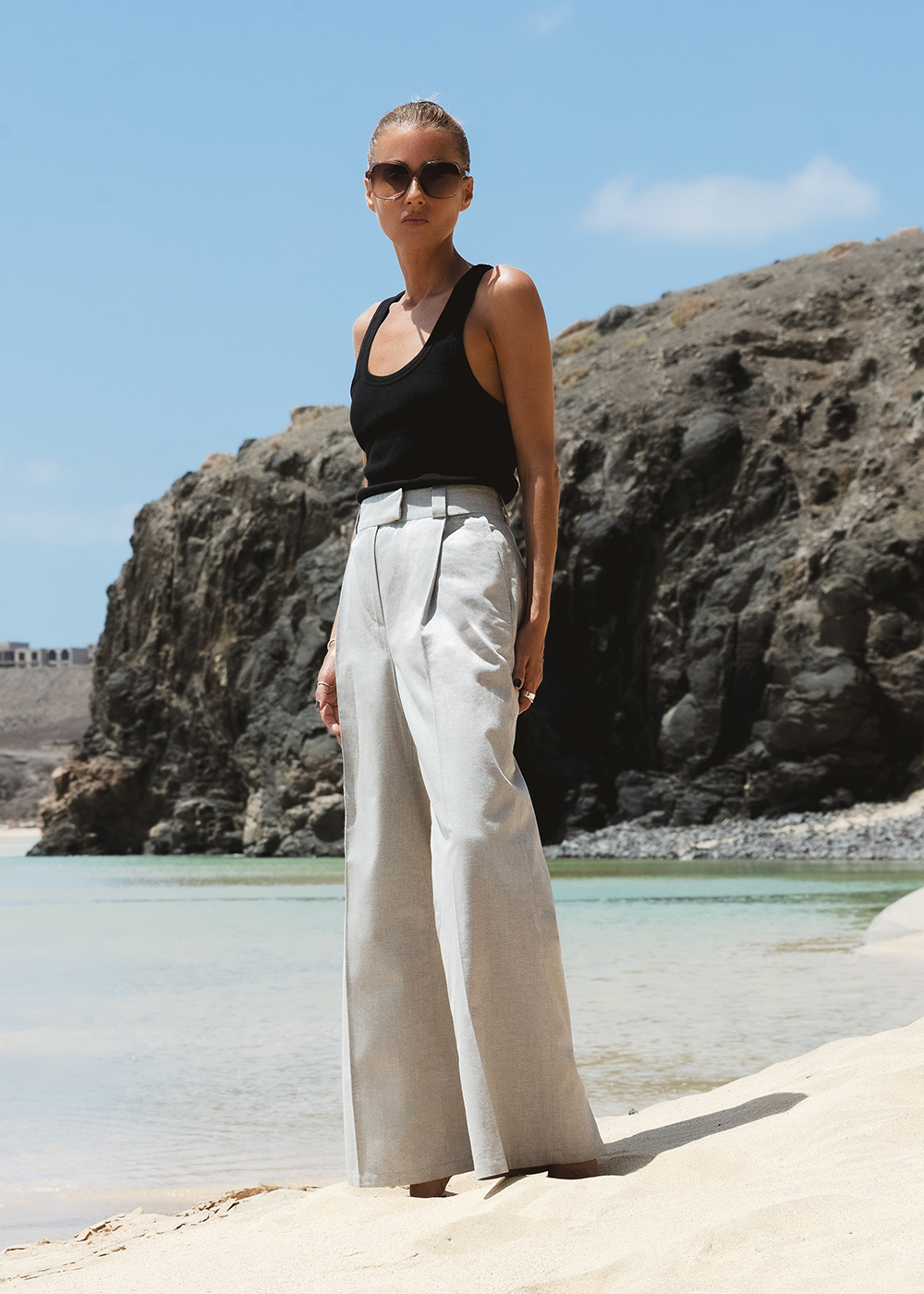 wide-leg trousers Charlie grey - Kids on the Moon
